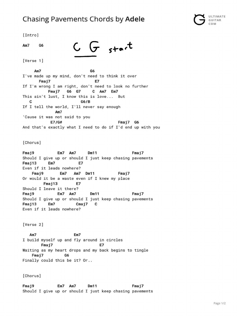 Chasing Pavements Chords | PDF