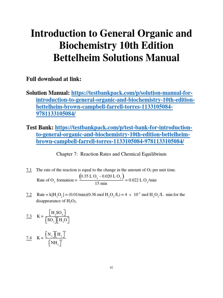 Introduction To General Organic and Biochemistry 10th Edition ...