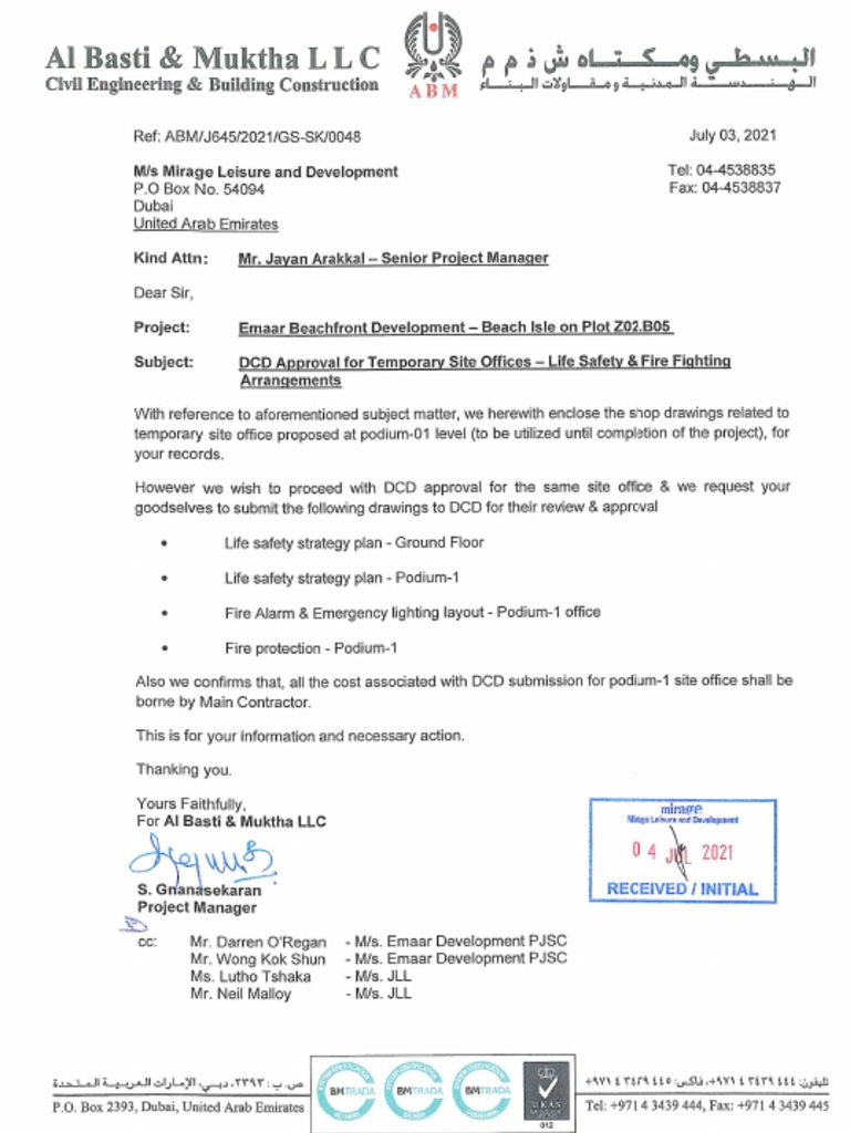 0048-03.07.2021-DCD Approval For Temporary Site Offices - Life Safety ...