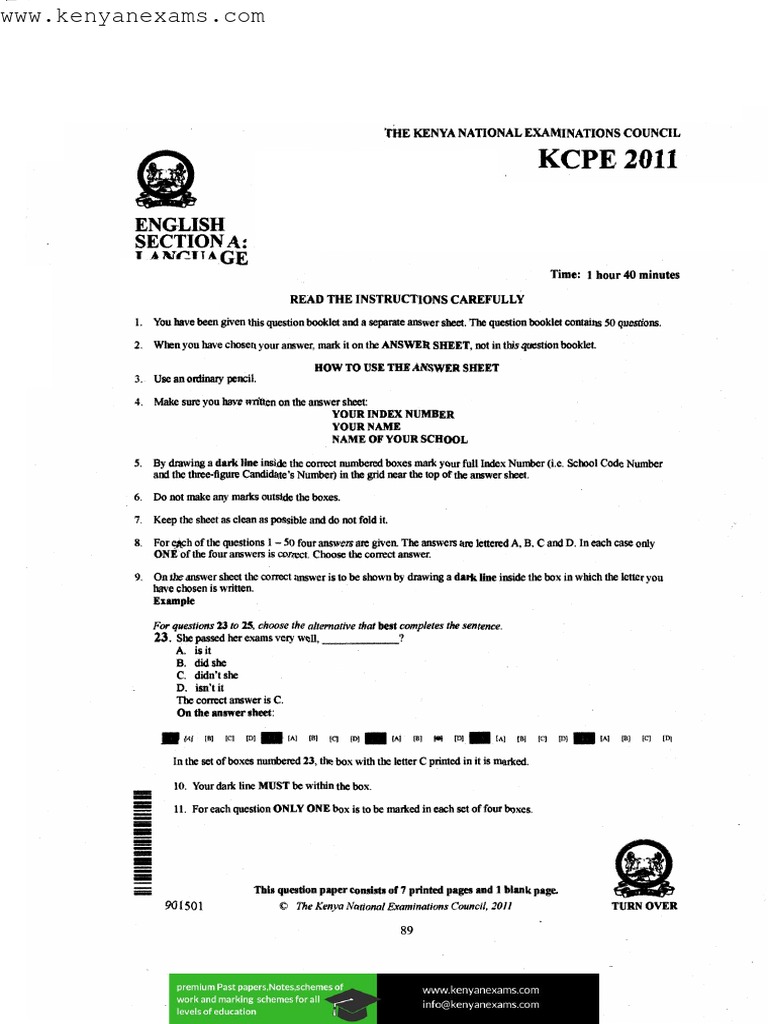 English Kcpe 2011 | PDF