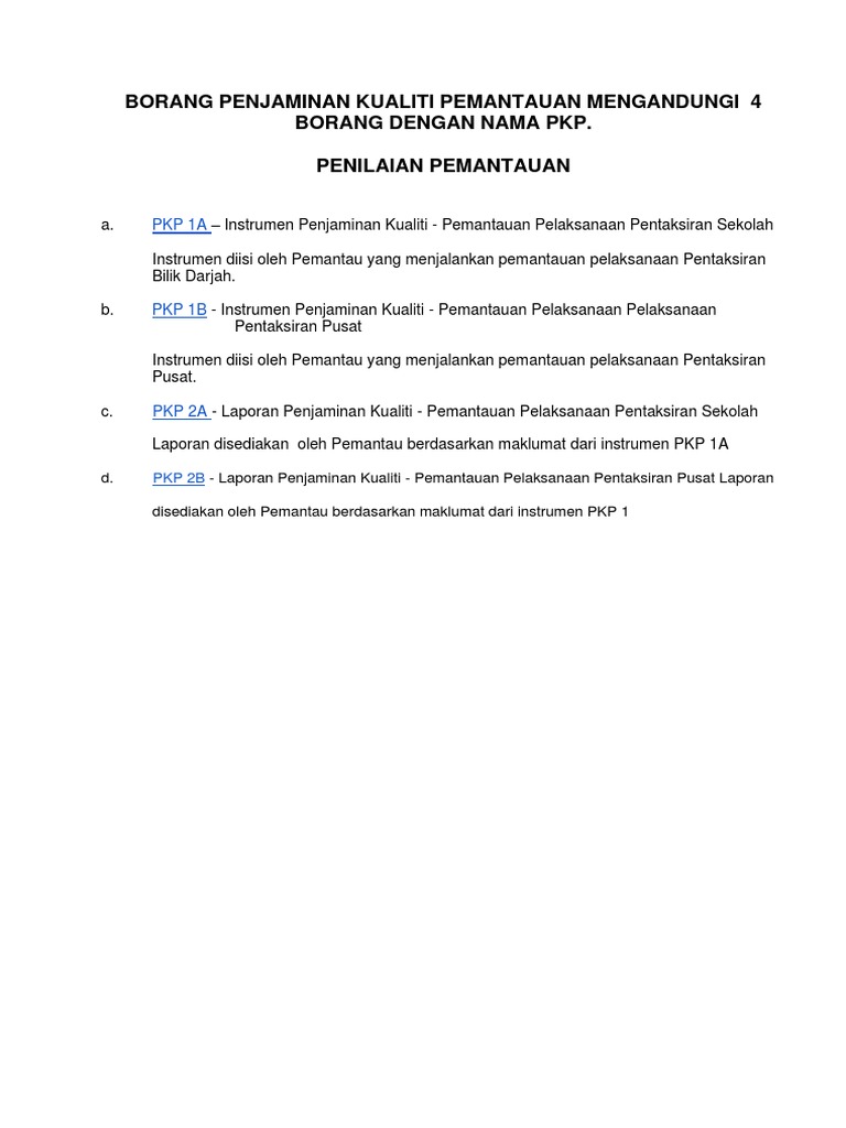 Borang Penjaminan Kualiti PKP 4P | PDF