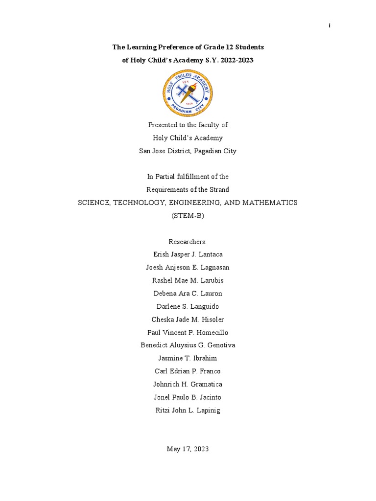 Grade 12 Learning Preferences Survey | PDF | Educational Technology ...