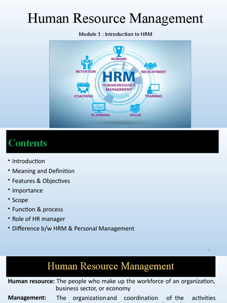 Human Resource Management: Module 1: Introduction To HRM | PDF