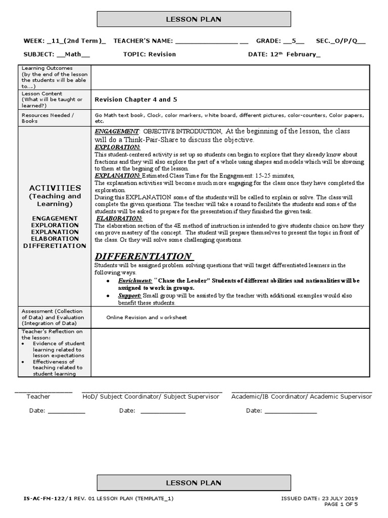 Sample Daily Lesson Plan | PDF