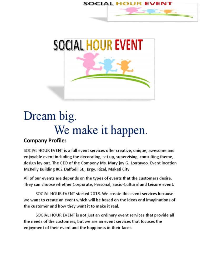 MARY JOY G. LONTAYAOCorporate - Social Hour Event Proposal | PDF