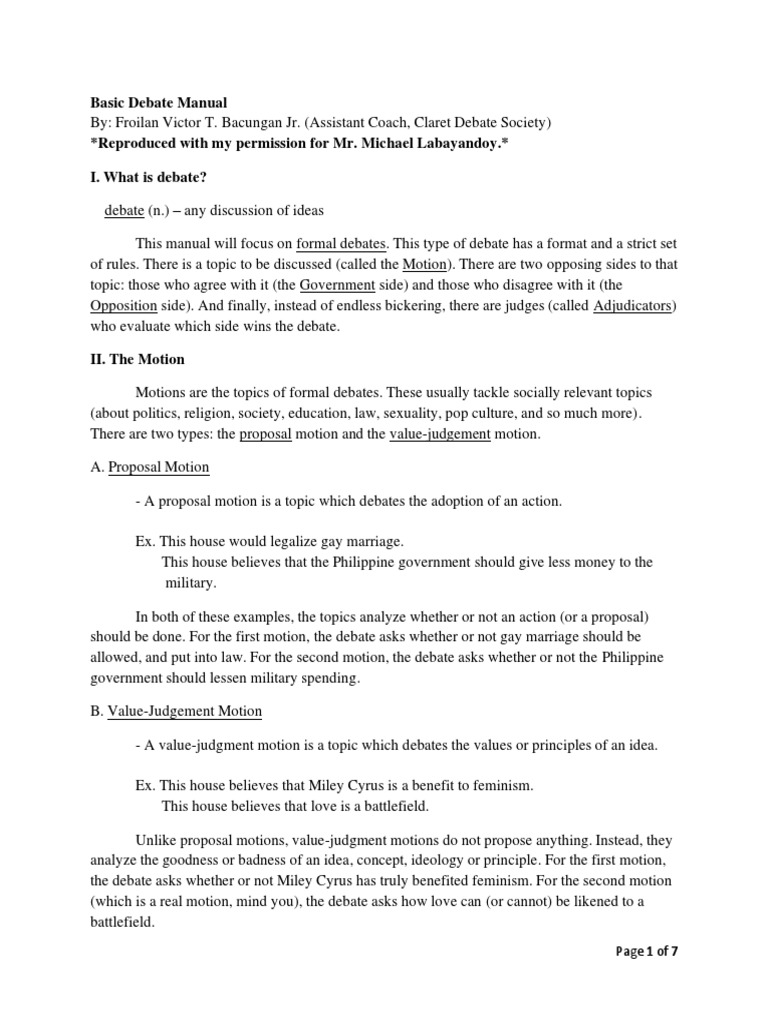 Basic Guide to Parliamentary Debate | PDF | Politics