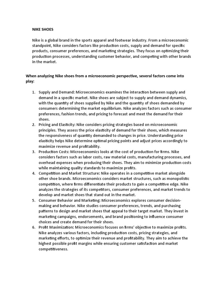 Nike Shoes: Production and Pricing Insights | PDF