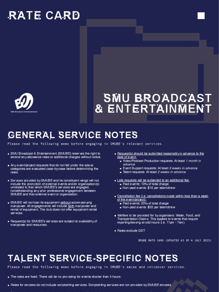Smube Rate Card 2023 | PDF