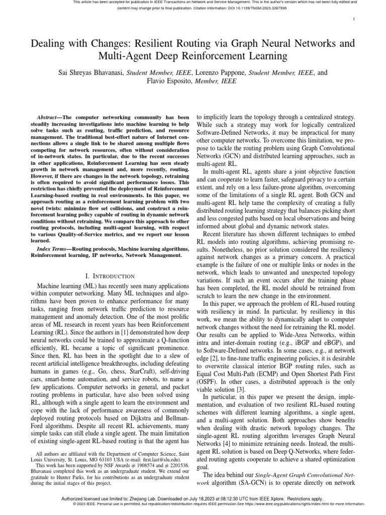 2023-Dealing With Changes Resilient Routing Via Graph Neural Networks and Multi-Agent Deep ...