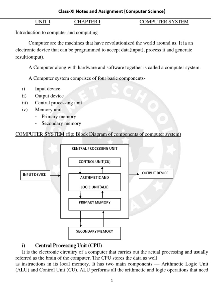 07 Computer Science Pdf Computer Data Storage Central Processing Unit