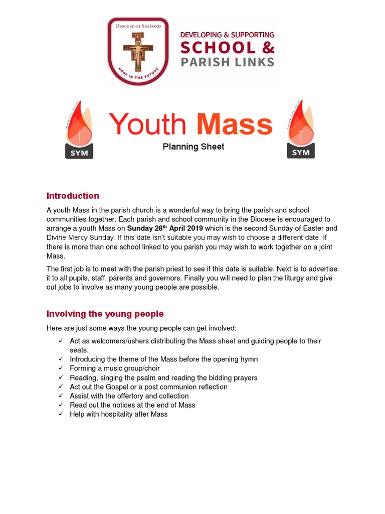 Youth Mass Planning Sheet | PDF
