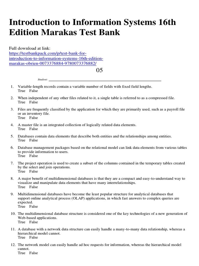Information Systems Test Bank | PDF