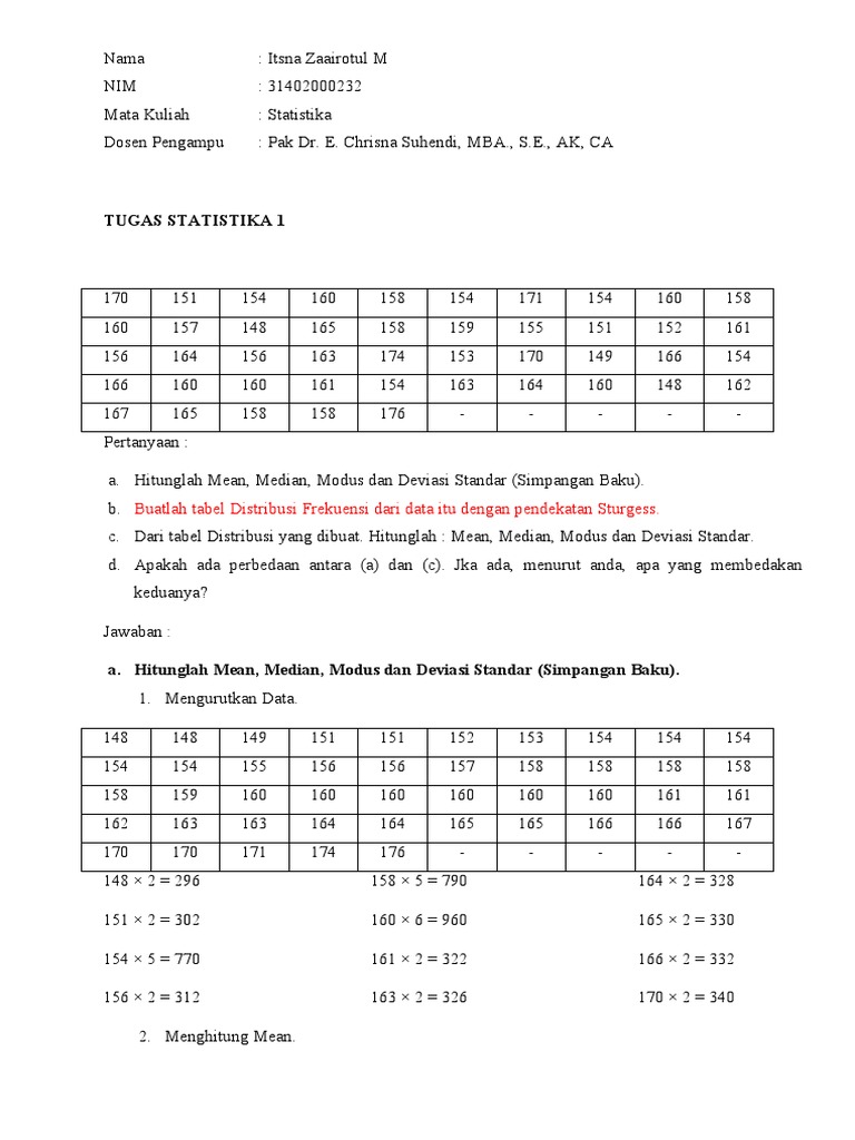 Tugas Tabel Distribusi | PDF | Metode & Bahan Ajar