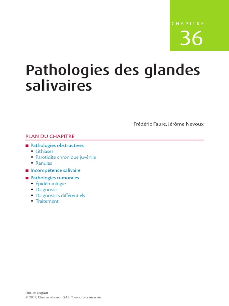 Chapitre 36 - Pathologies Des Glandes Salivaires - 2017 - ORL Chez L Enfant | PDF