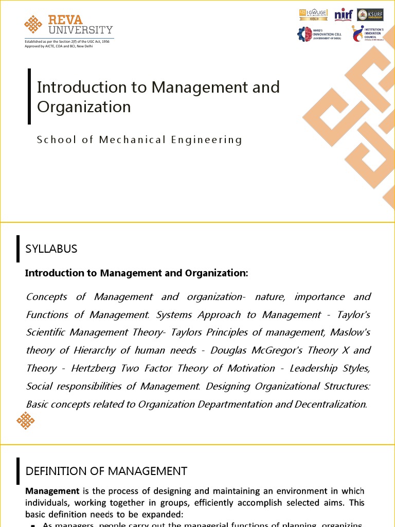 Unit 1 Introduction To Management and Organization | PDF