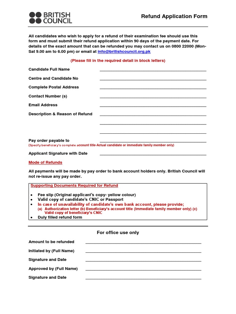 Refund Form - Final | PDF