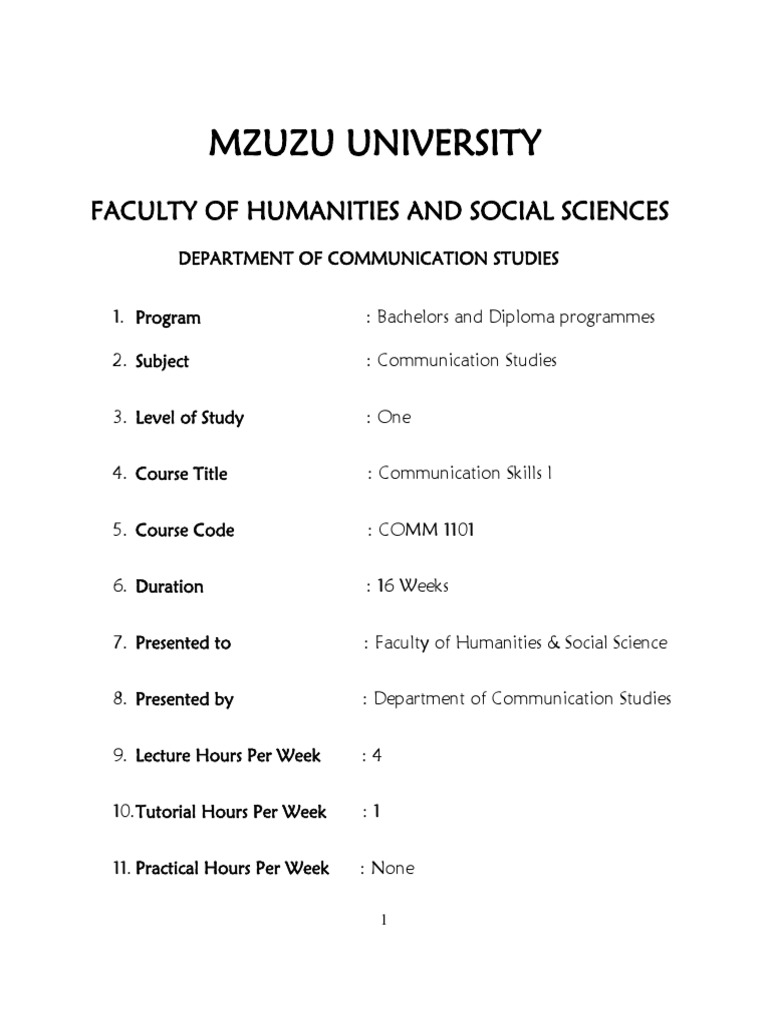 COMM 1101 Course Outline | PDF