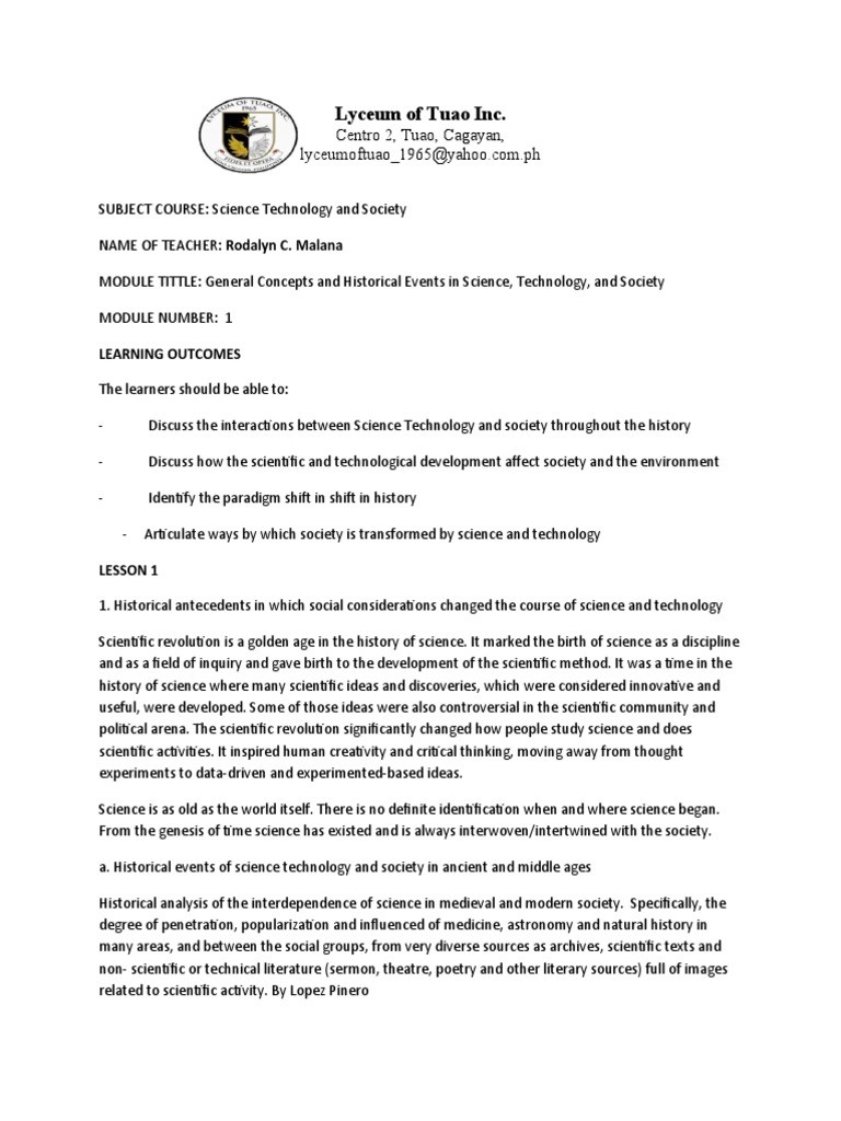 STS Module 1 | PDF | Science | History Of Science