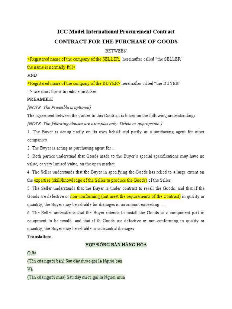 ICC Model Contract (Interpretation+Translation) | PDF