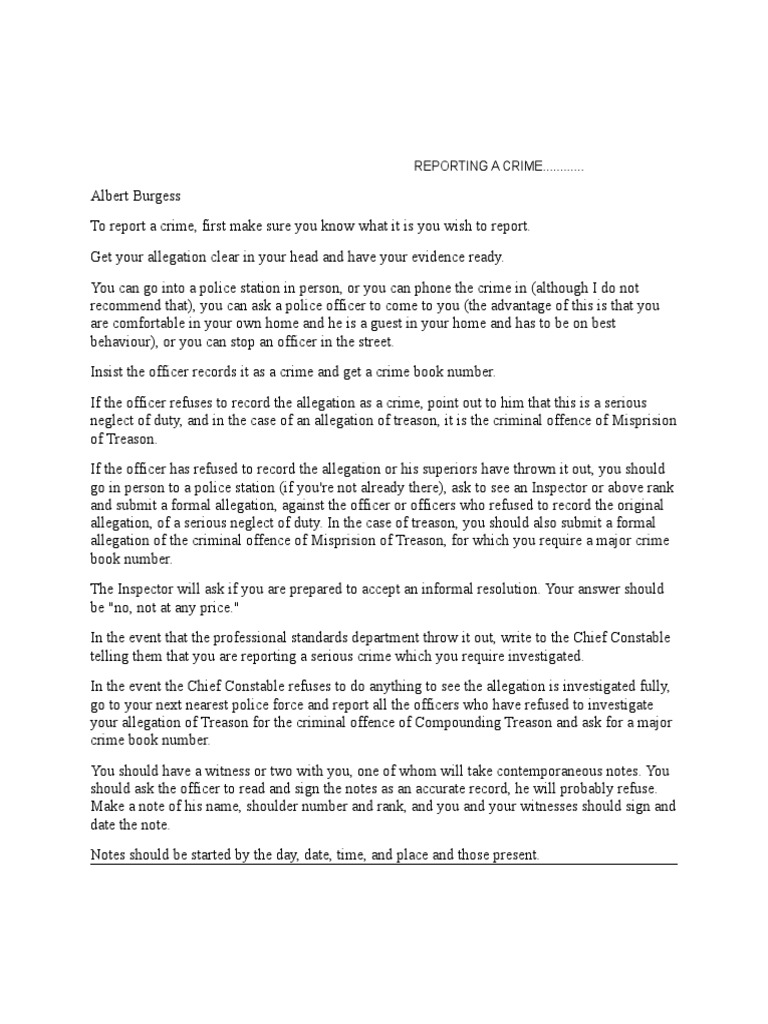 Reporting A Crime | PDF | Social Science | Law