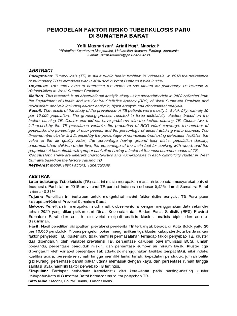 Faktor Resiko TB Paru Di Sumatera Barat (2022) | PDF | Pengembangan Diri