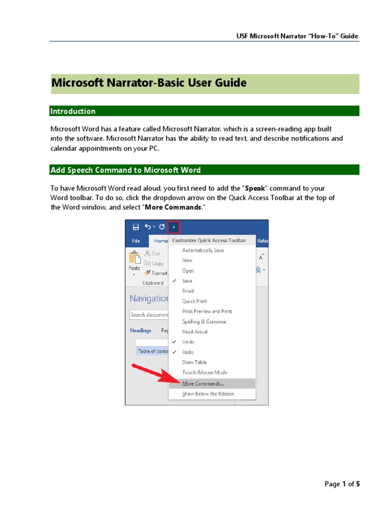Microsoft Narrator Text To Speech | PDF