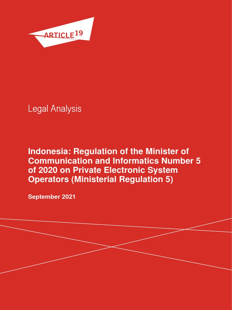 Indonesia's Ministerial Regulation 5 Analysis | PDF | Privacy | Freedom ...