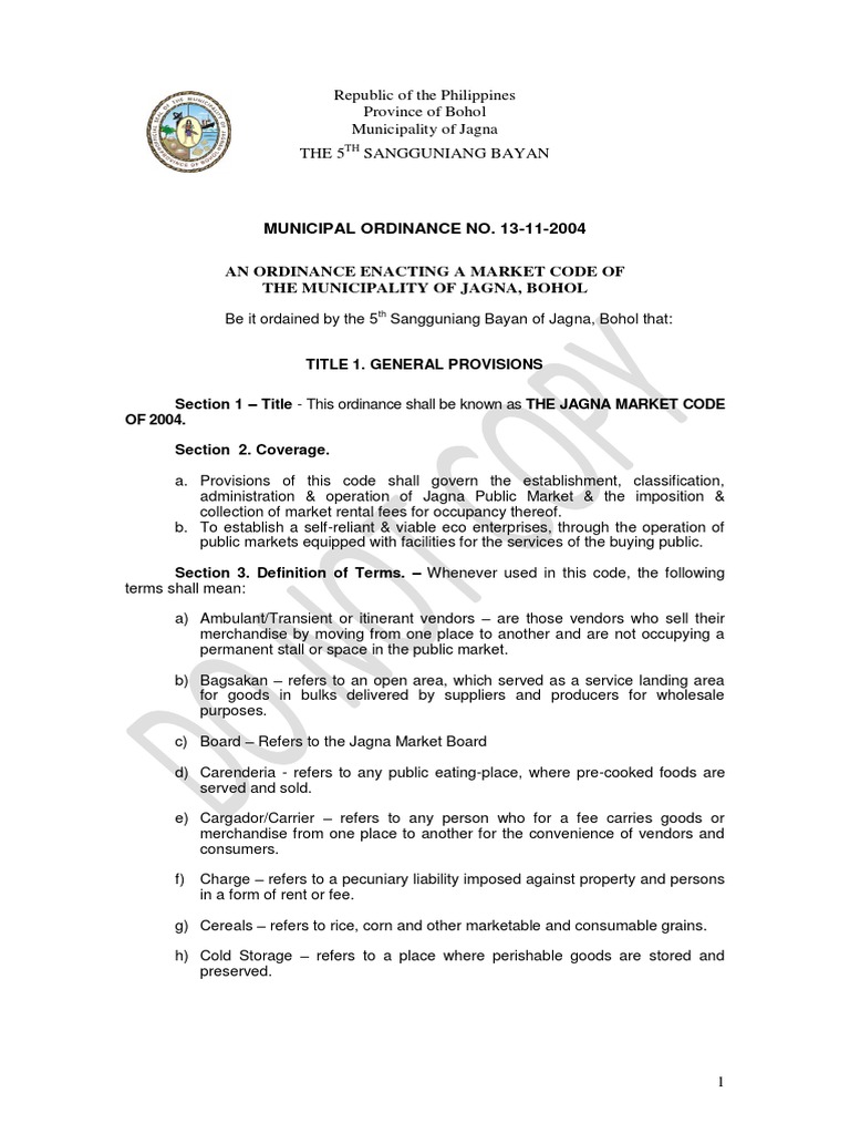 Jagna Market Code 2004 | PDF