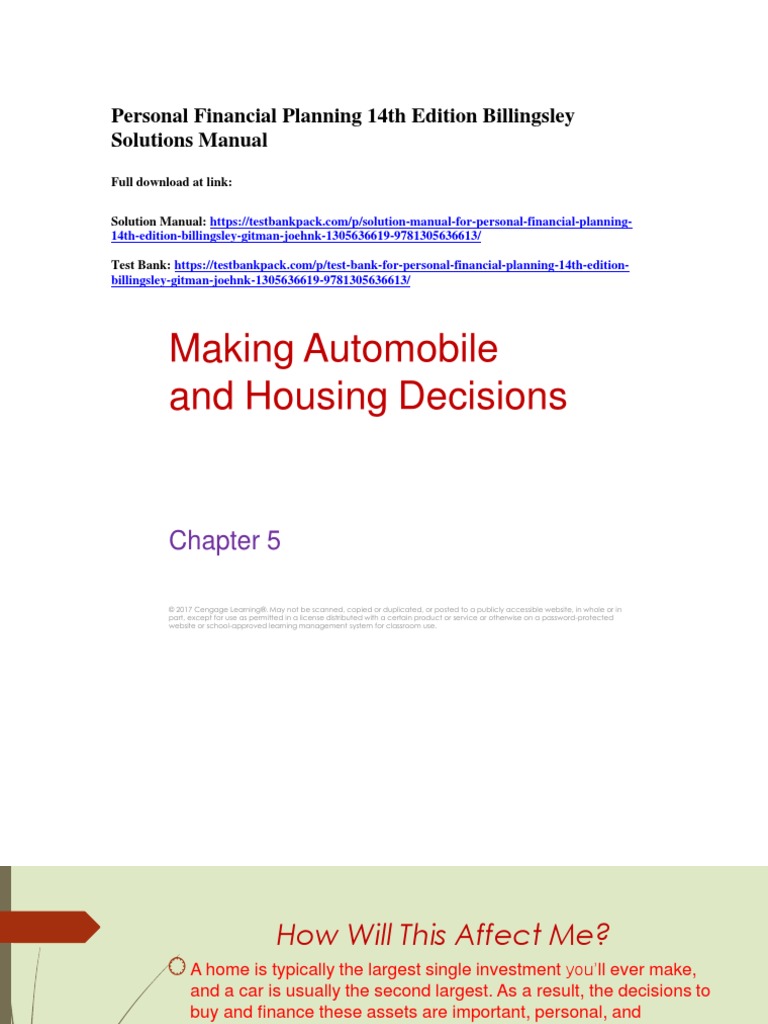 Personal Financial Planning 14th Edition Billingsley Solutions Manual 1 | PDF | Mortgage Loan ...