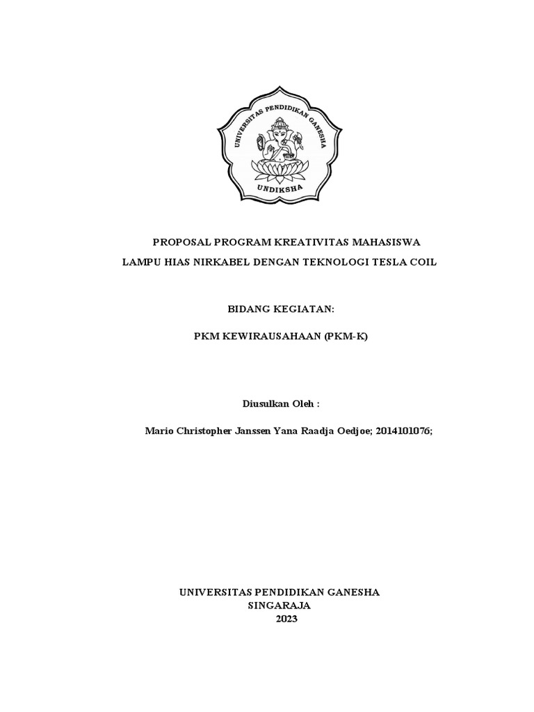 Contoh PKM-K (Kewirausahaan) | PDF