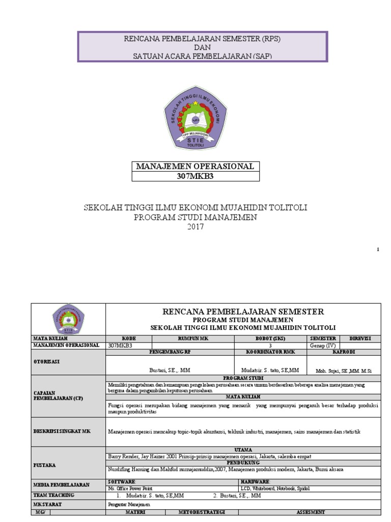 RPS Dan Sap Manajemen Operasional | PDF