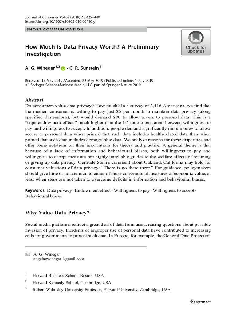 How Much Is Data Privacy Worth-A Preliminary Investigation-Winegar ...