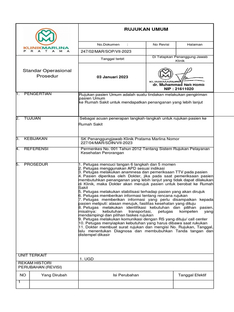 Sop Rujukan Umum | PDF