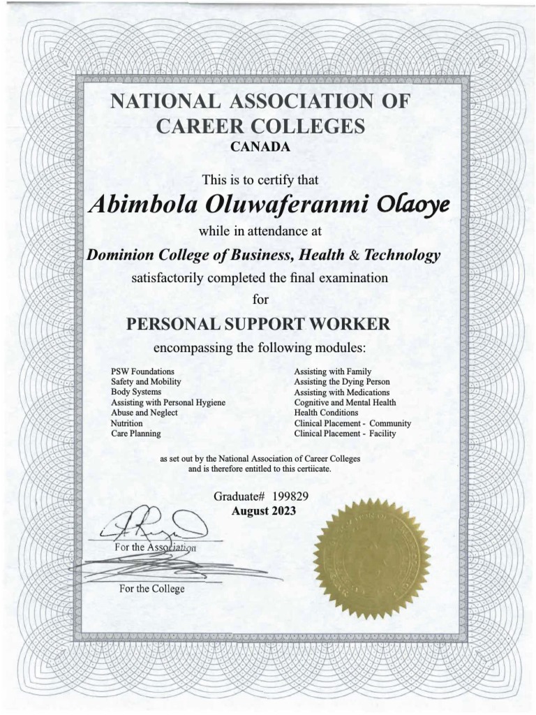 PSW Certificate 2 | PDF