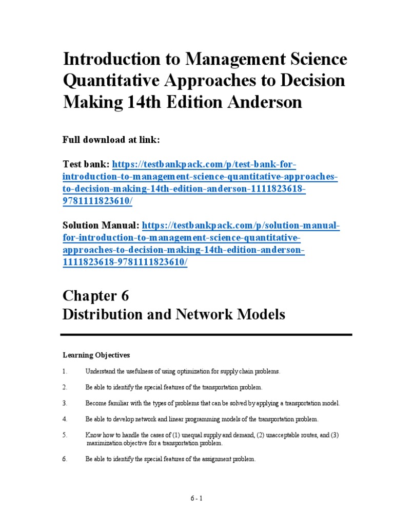 Introduction To Management Science Quantitative Approaches To Decision ...