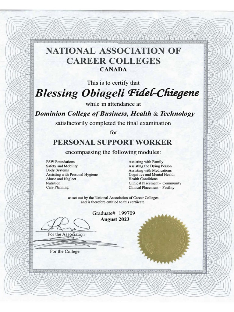 PSW Certificate 4 | PDF