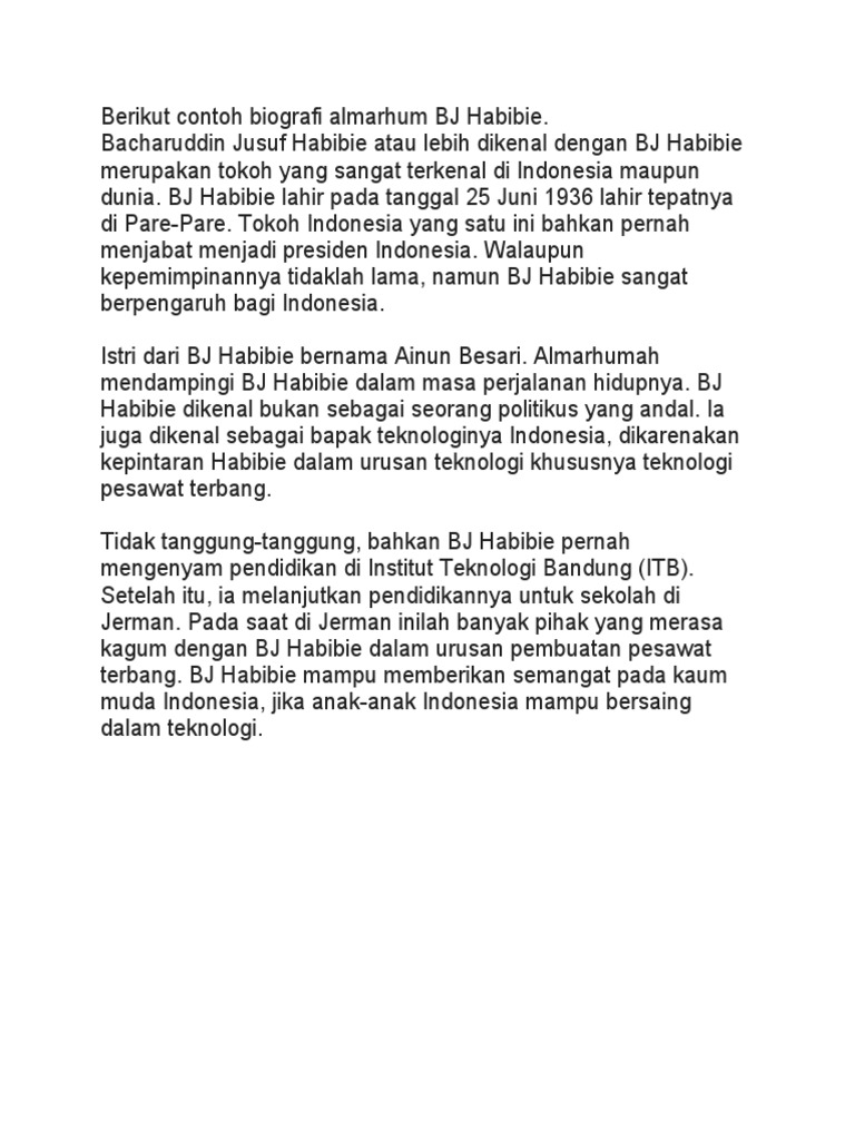 Berikut Contoh Biografi Almarhum BJ Habibie | PDF | Sejarah