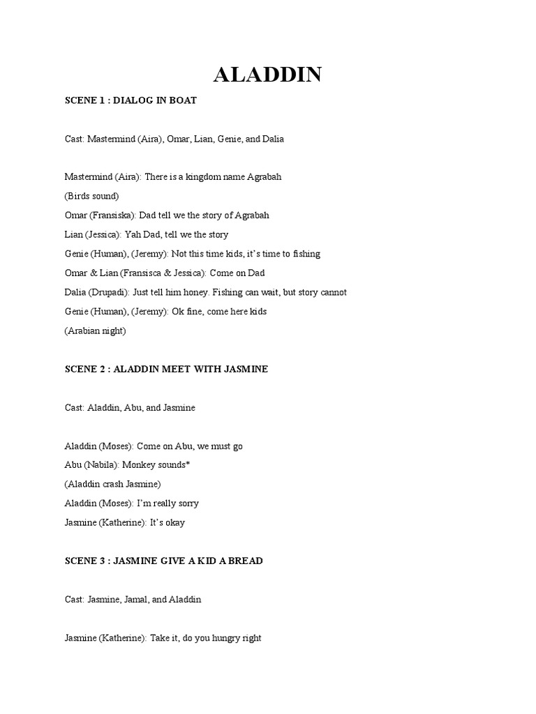 Skrip Aladdin English Day 8C-1-1 | PDF