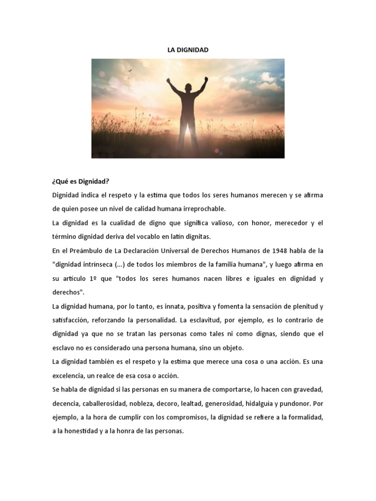 La Dignidad Humana Trabajo Practico | PDF | Moralidad | Humano