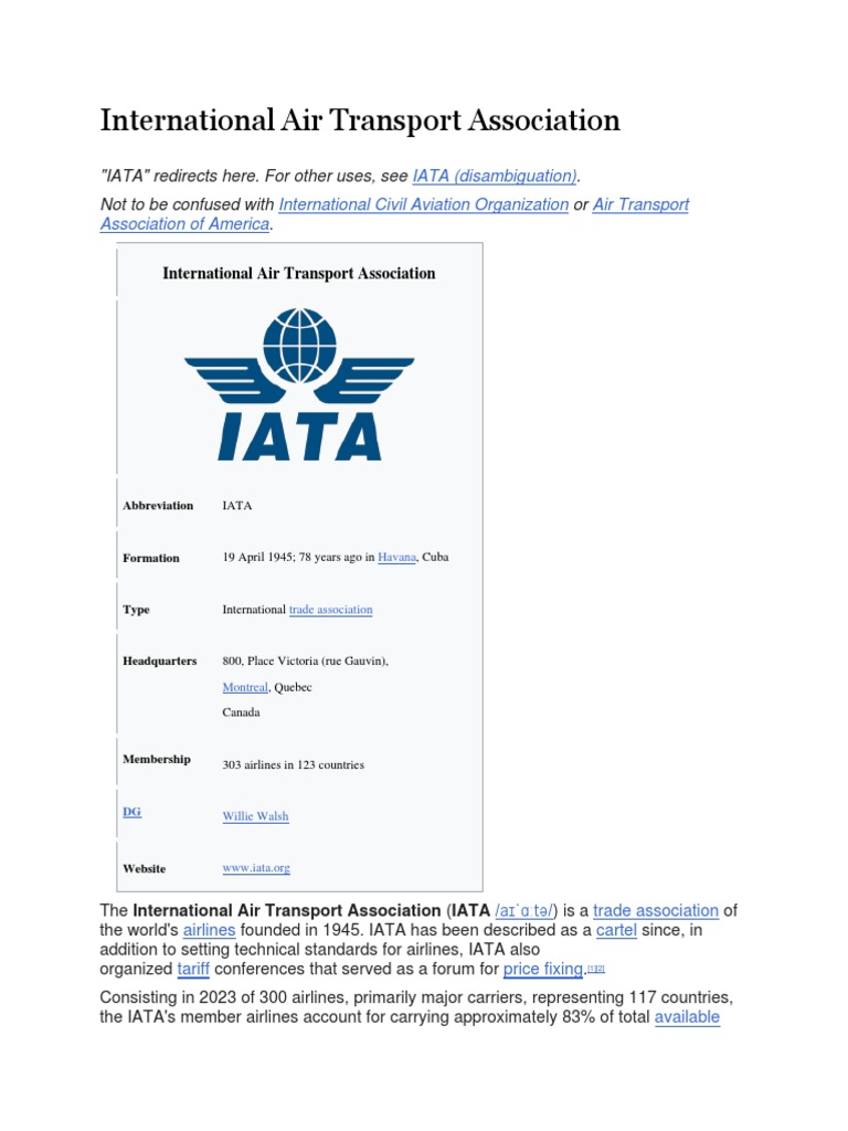 International Air Transport Association | PDF | Airlines | Civil Aviation