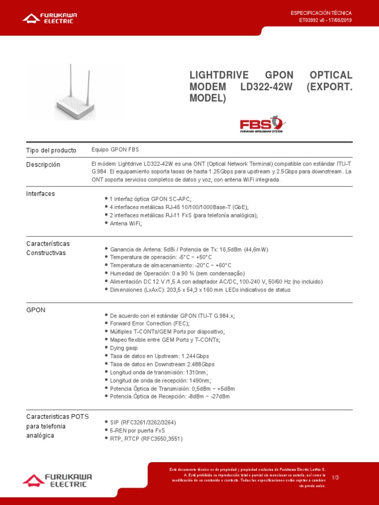 Modem Optico Lightdrive Gpon LD322 - 42W | PDF | Ieee 802.11 ...