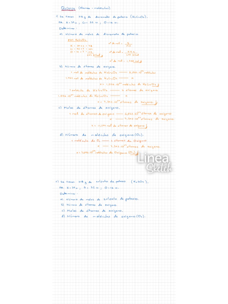 átomos Y Moléculas Ejercicio Resuelto Y Ejercicio De Práctica Pdf