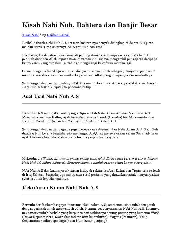 Kisah Nabi Nuh | PDF