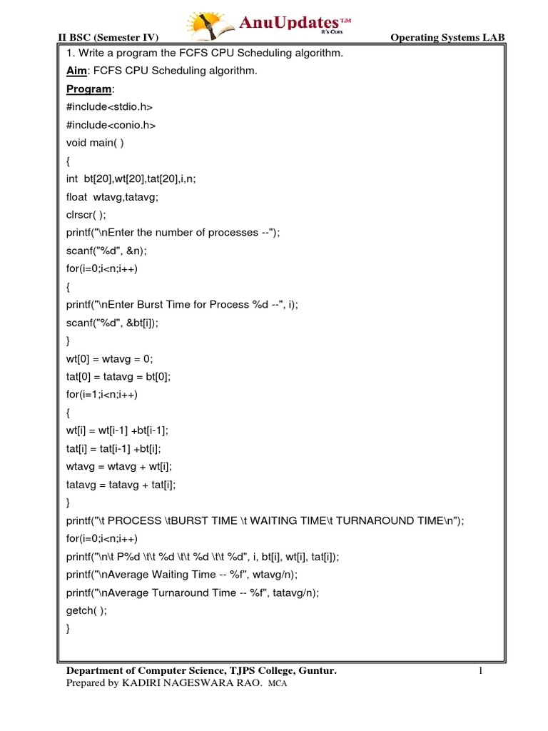 OPerating System LAB | PDF