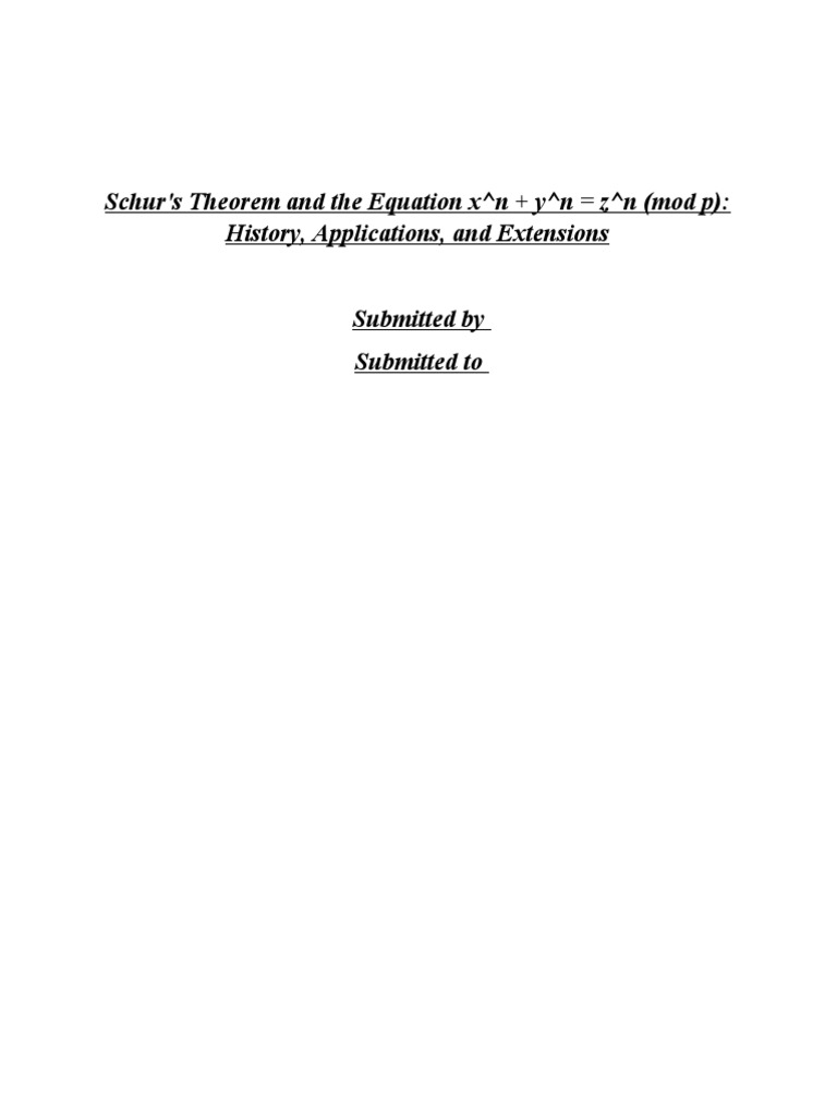 Schur's Theorem | PDF | Group (Mathematics) | Prime Number Schur's Theorem | PDF | Group (Mathematics) | Prime Number