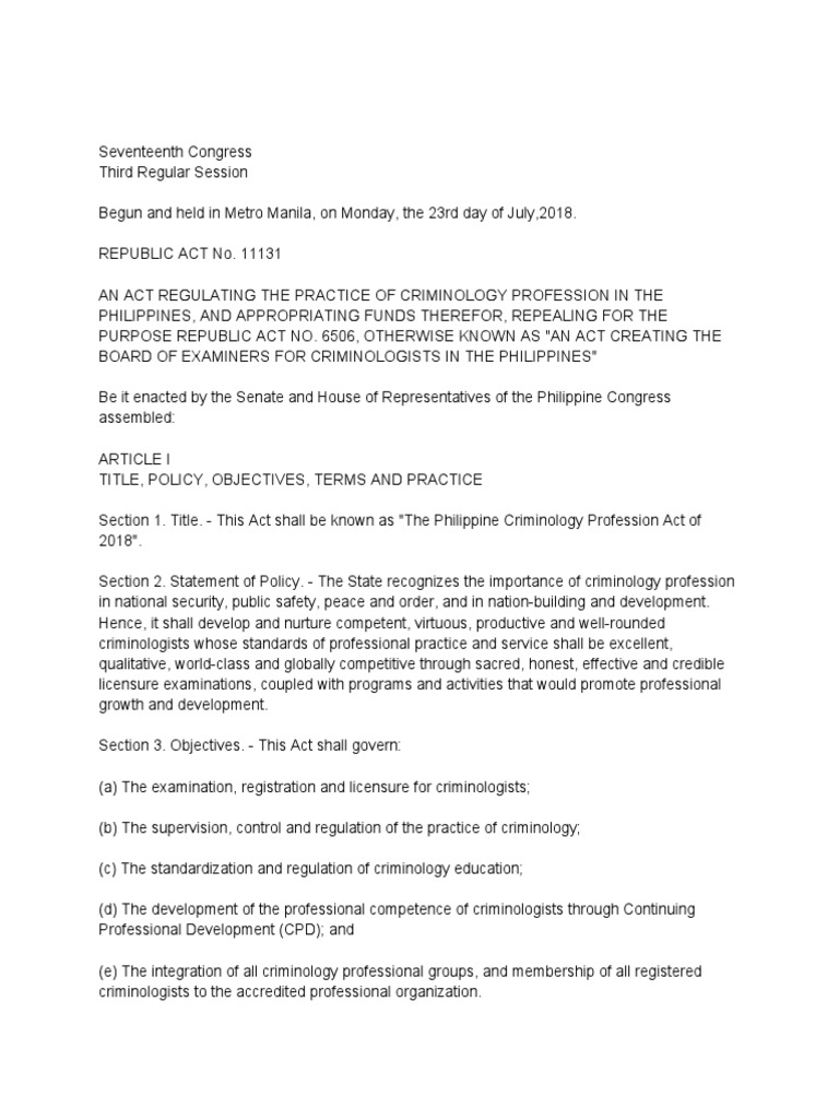 Republic Act 11131 | PDF