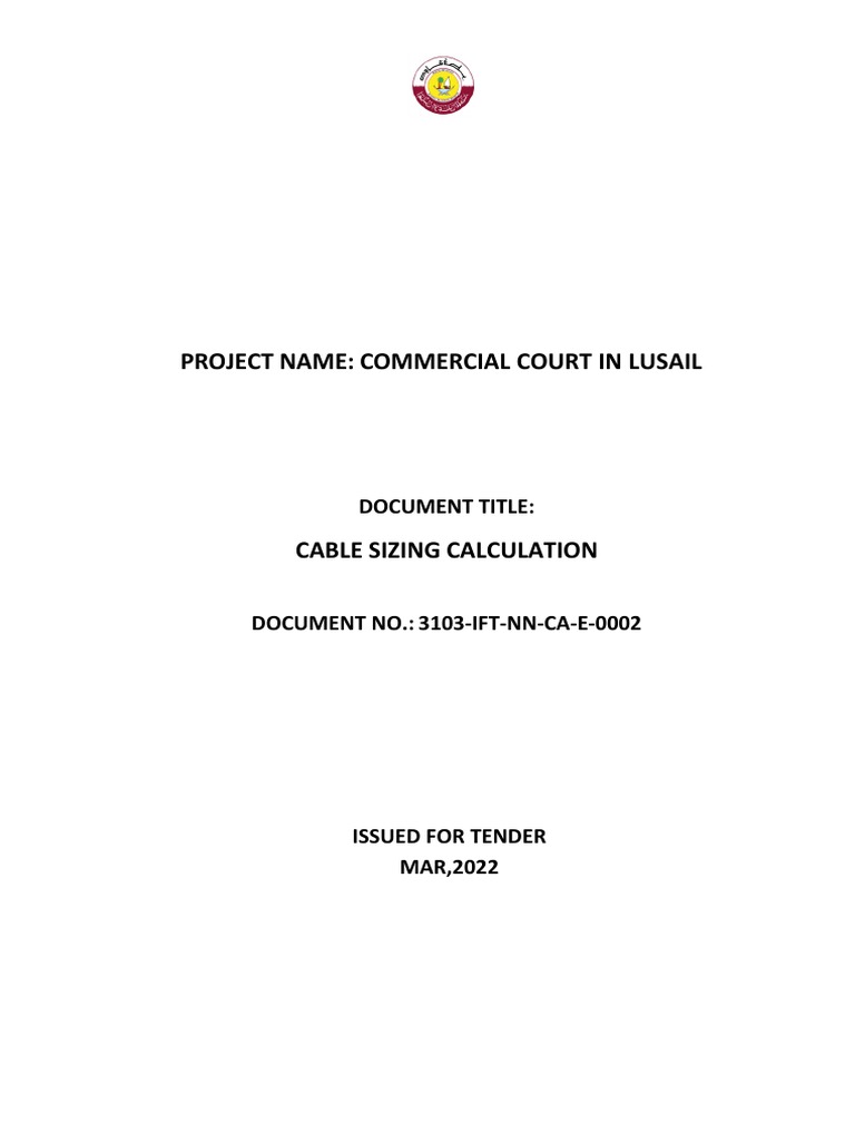 Cable Sizing Calculation Report | PDF