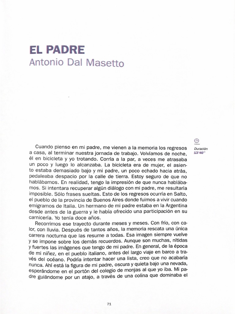 Antonio Dal Masetto - El padre | PDF