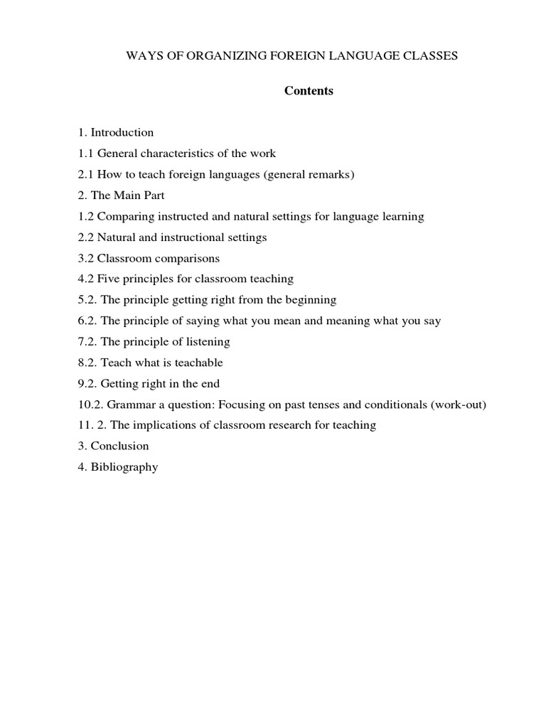 Ways of Organizing Foreign Language Classes | PDF