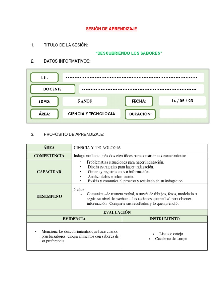 Sesion de Aprendizaje de Cyt - Practica e Investigacion - Exposicion | PDF | Aprendizaje | Cognición